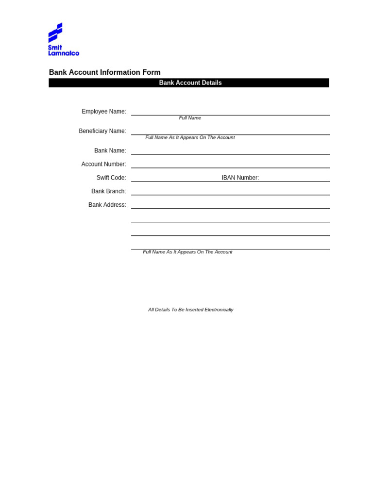 Bank Information Form | PDF