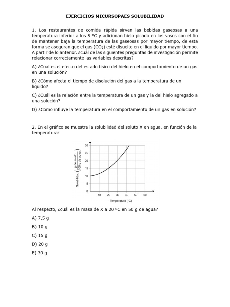 Guia solubilidad | PDF | Solubilidad | Concentración