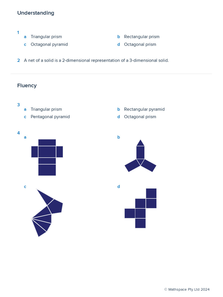 13.01 Nets of Solids - Answerkey | PDF