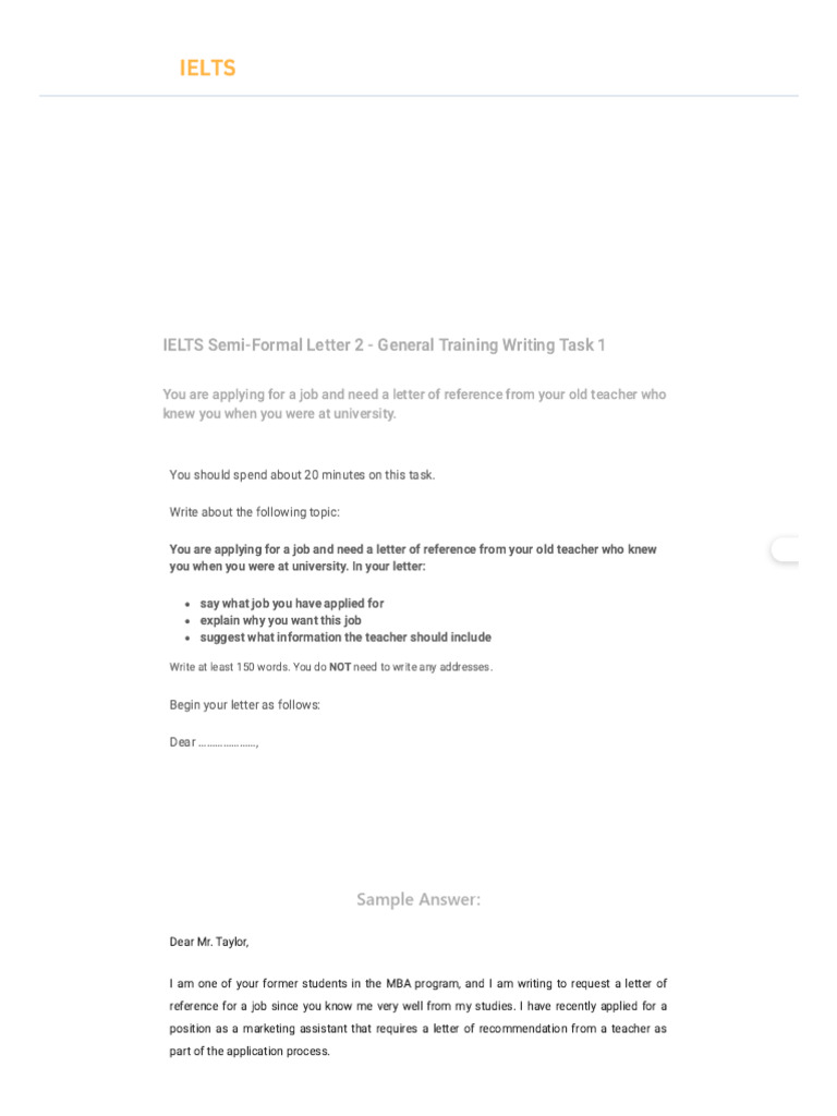IELTS Semi-Formal Letter 2 - Band 9 Sample Answer | PDF | International ...