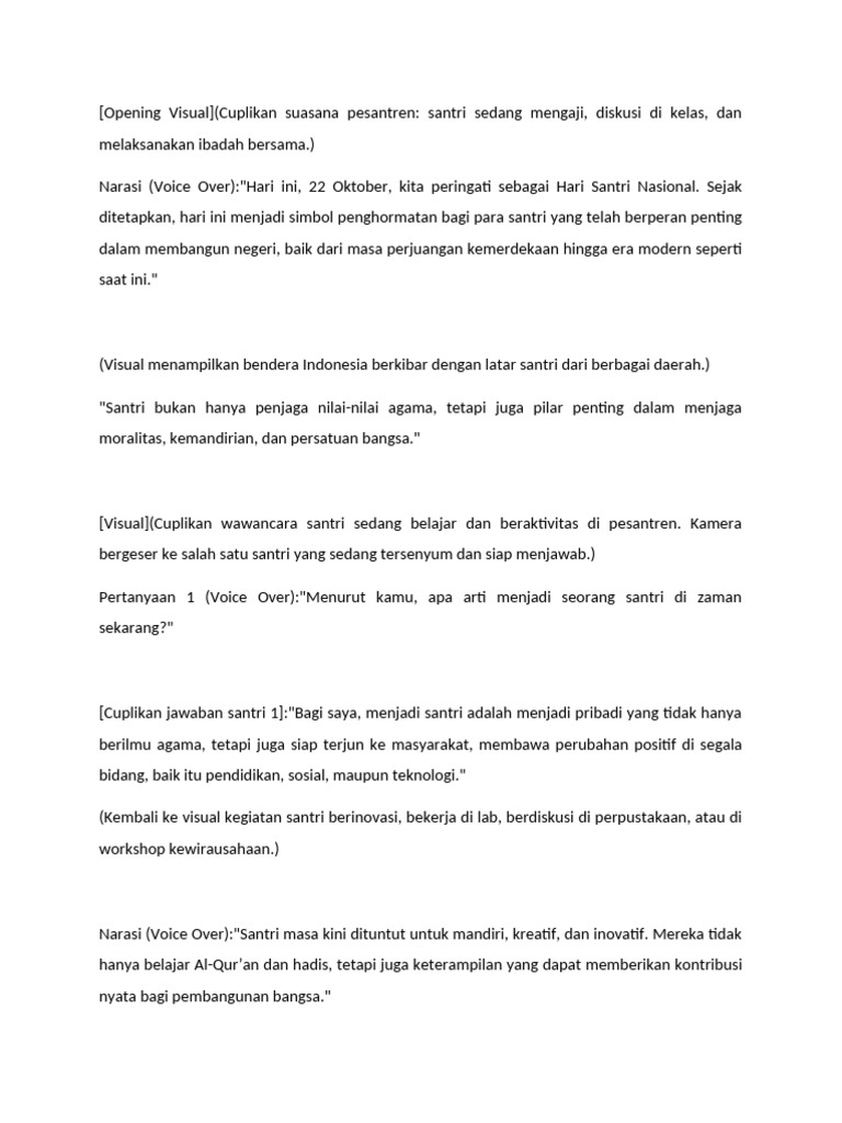 Script Narasi Hari Santri | PDF