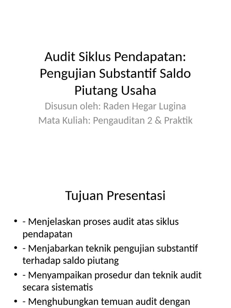 Audit Siklus Pendapatan Piutang Mulyadi | PDF