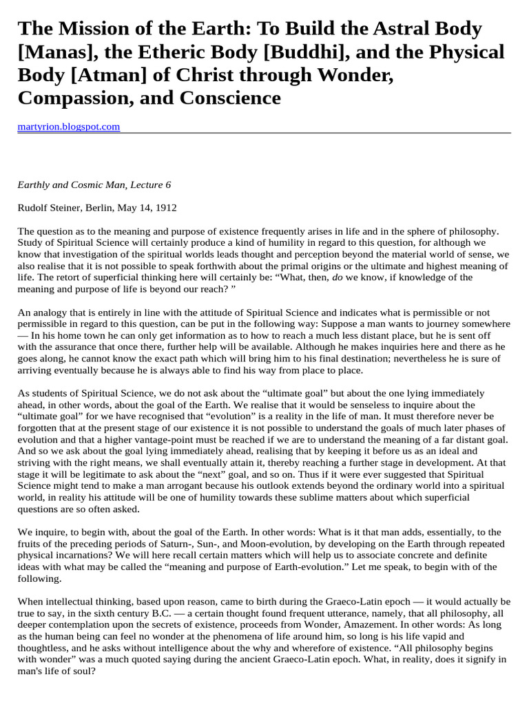 Mission of Earth To Build The Christ Through Wonder | PDF | Conscience ...