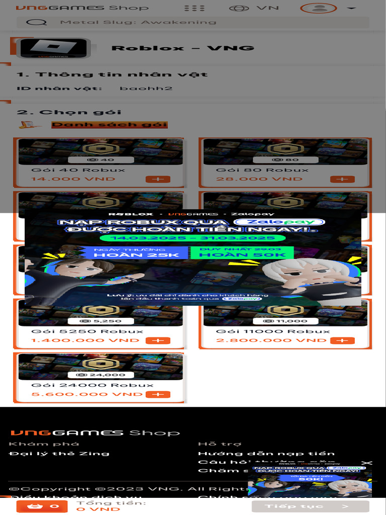 Roblox - VNG - VNGGames Shop | PDF