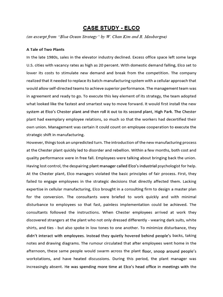 ELCO Case Study Change Management | PDF