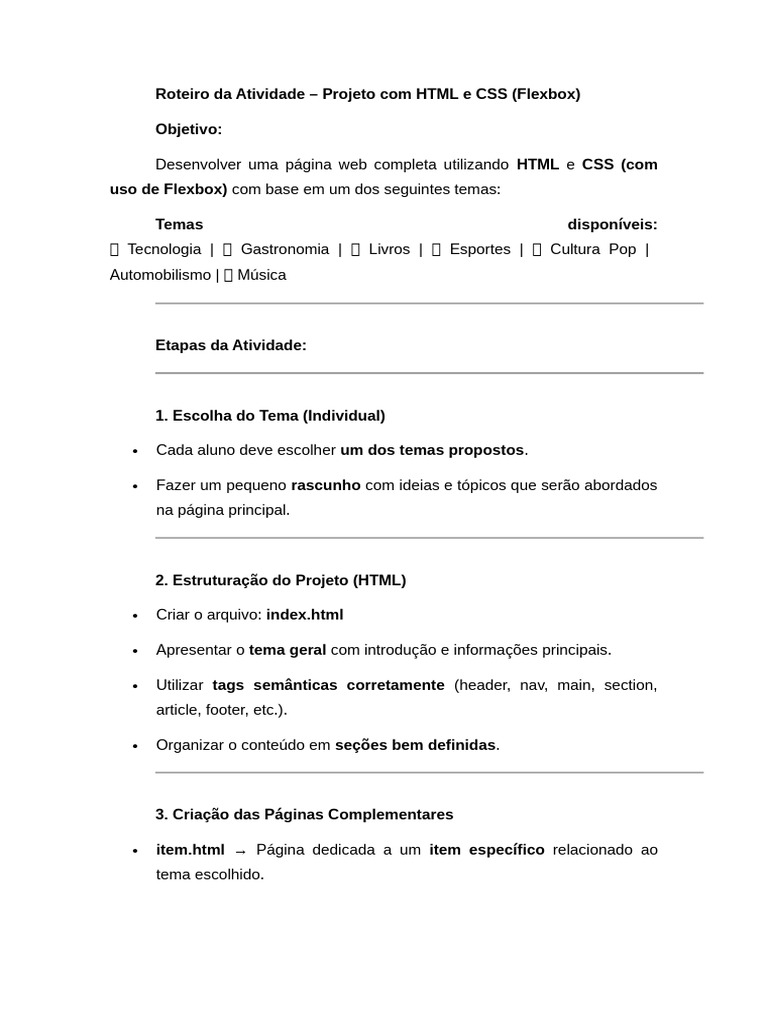 Roteiro da Atividade | PDF | Html | Desenvolvimento de software