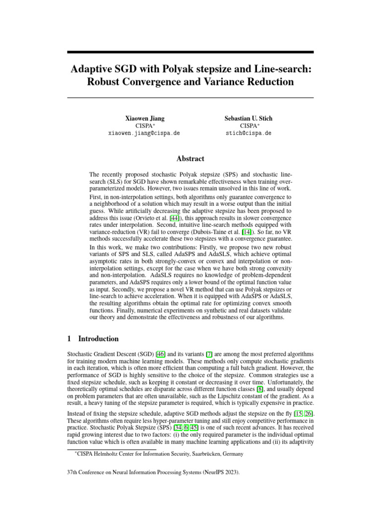 Adaptive SGD With Polyak | PDF | Mathematics | Algorithms
