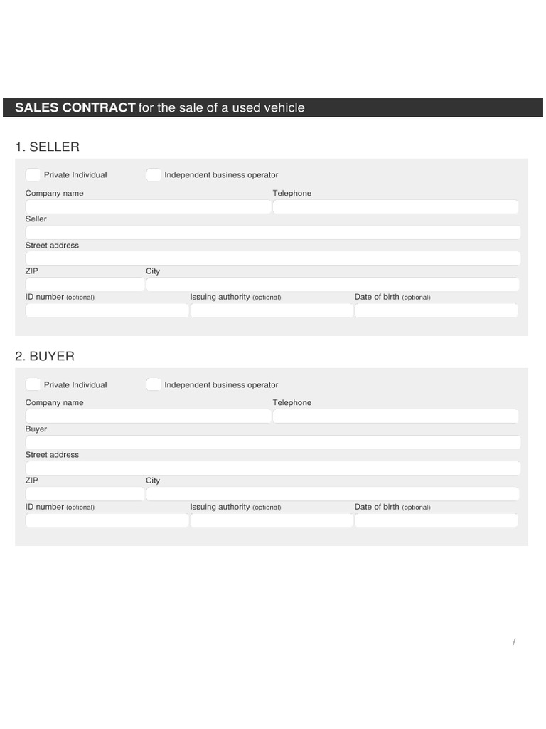 Vehicle Sales Contract Template | PDF | Legal Liability | Sales