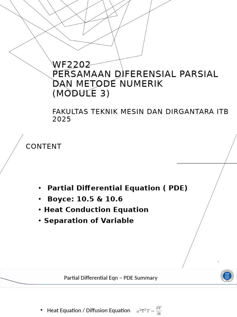 Module 3 Pde Heat Conduction Pdf Partial Differential Equation Ordinary Differential Equation