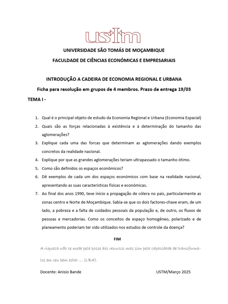 Ficha de Exercicios 2 de ERU 2025 | PDF