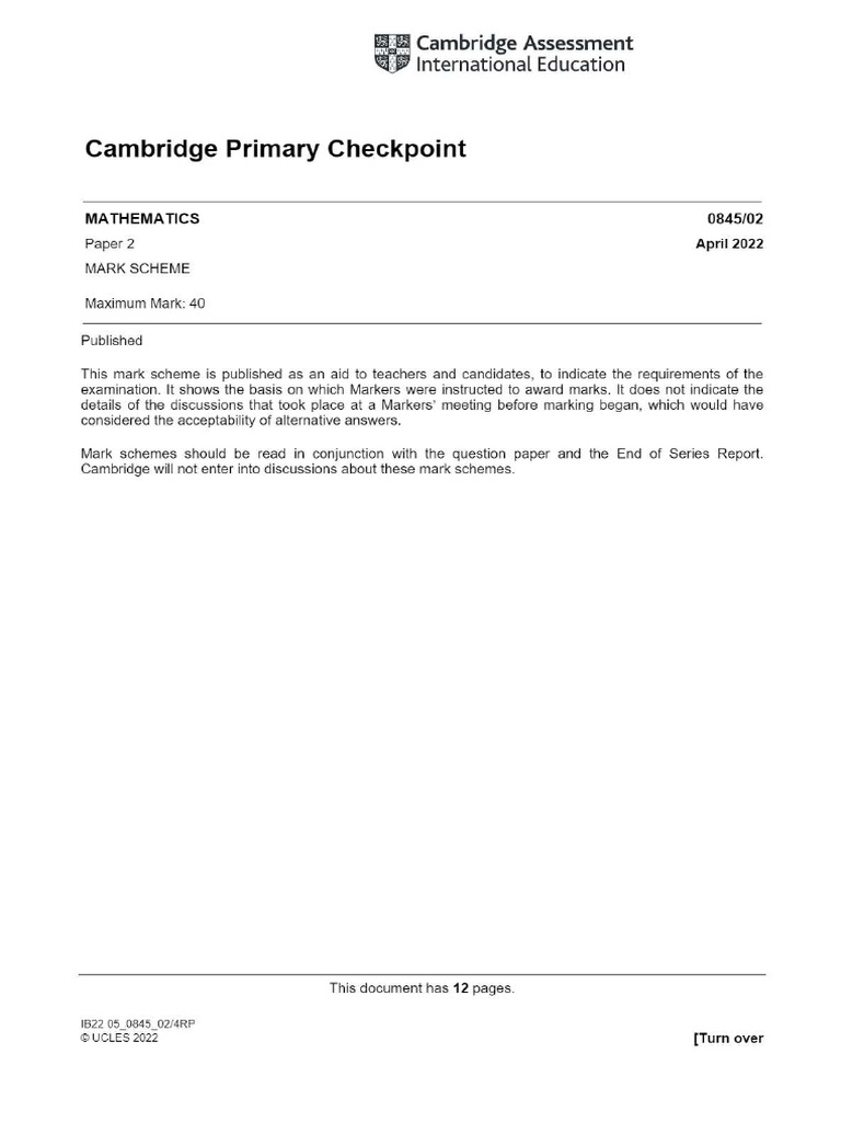 Math April 2022 - Paper2 MS | PDF