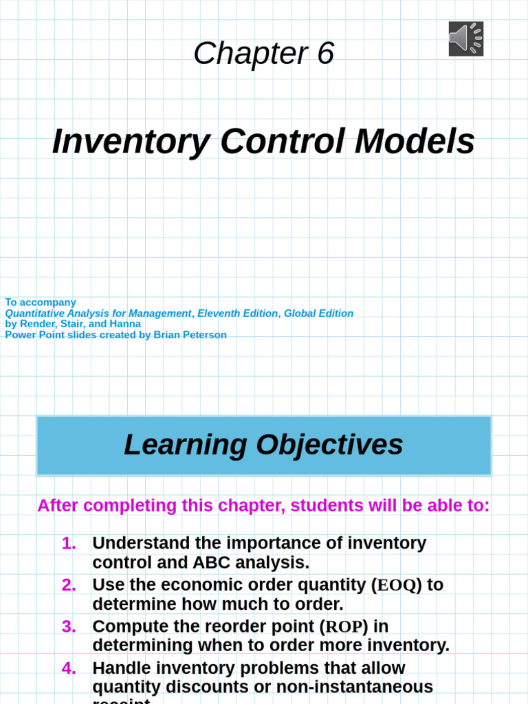 Lecture-7 Chapter 6 (Inventory Control Models) | PDF | Inventory ...