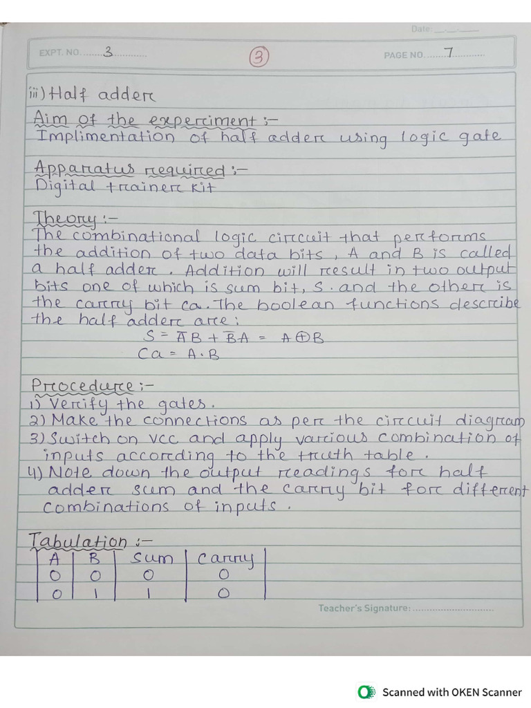 Adder & Subtracter (Practical) | PDF
