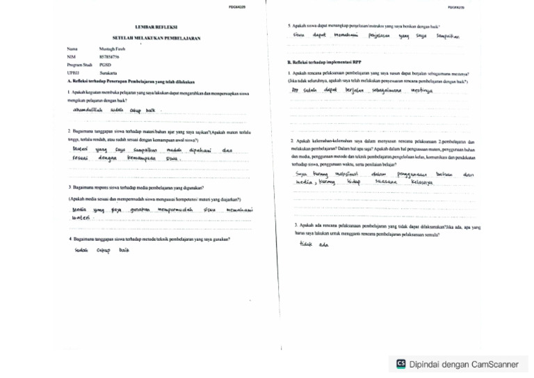 Lembar Refleksi Praktek 1 | PDF