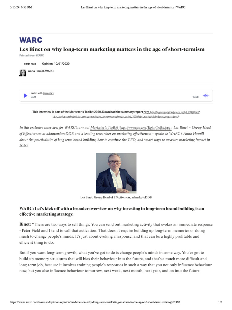 Dispatch Les Binet On Why Long Term Marketing Matters in The Age of ...