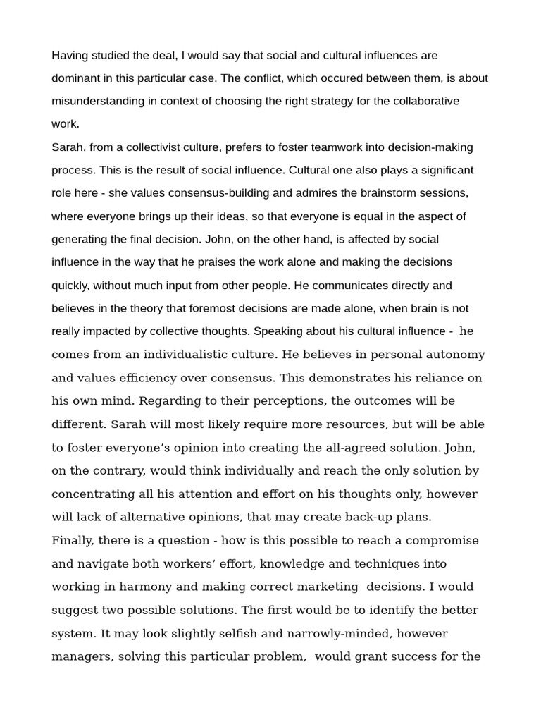 Compromise Between The Influences | PDF | Decision Making | Thought