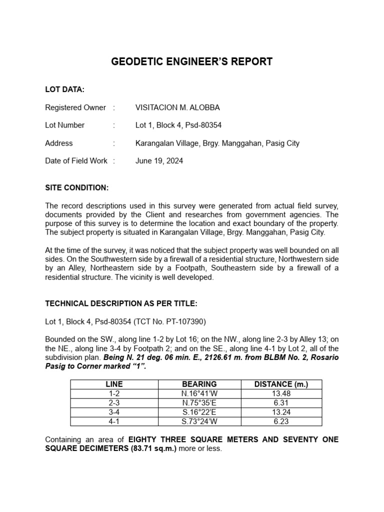 Geodetic Engineer's Report | PDF