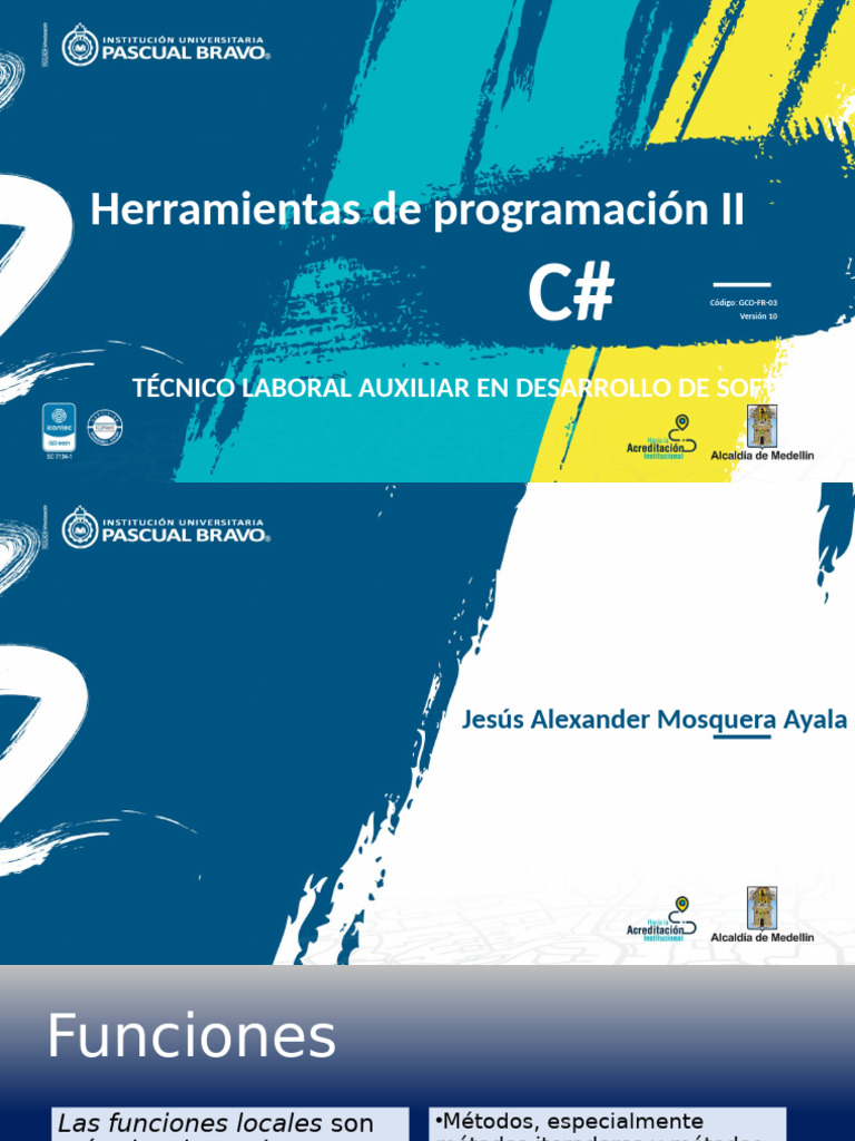 Herramientas de Programación II - FUNCIONES C# | PDF | C Sharp ...