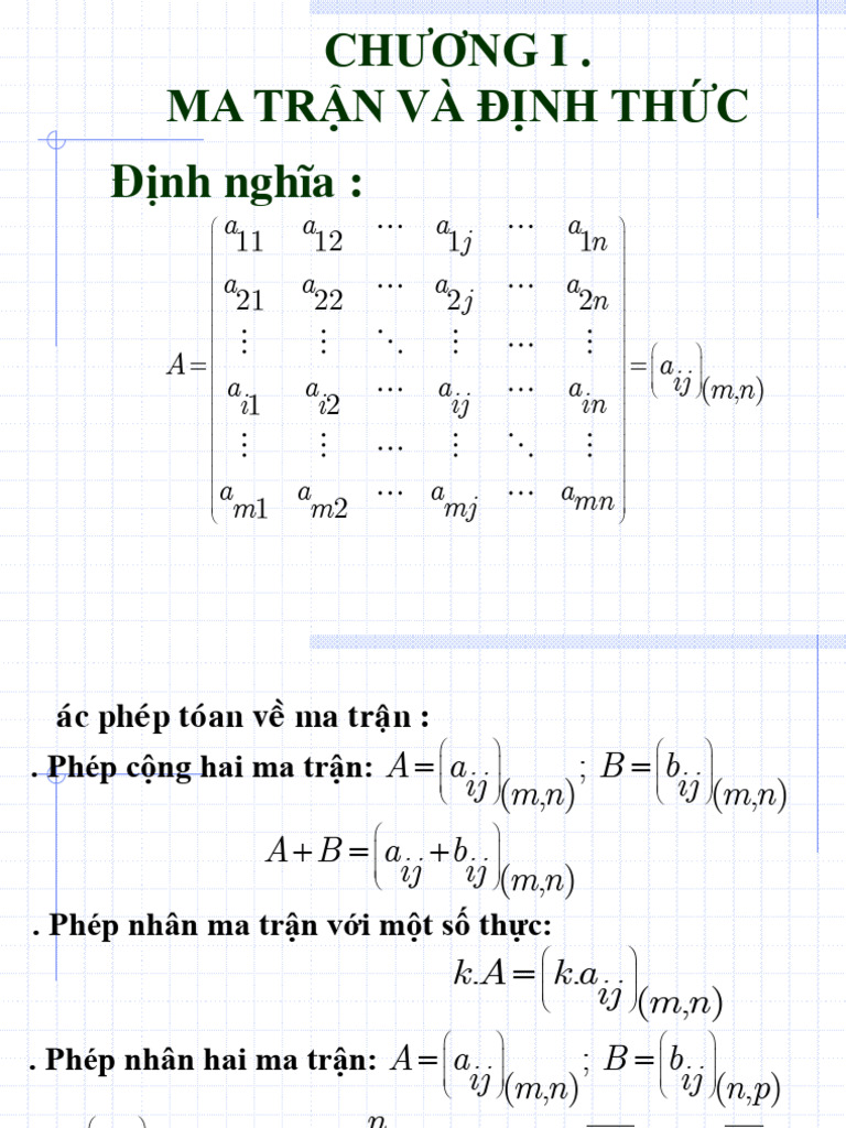 C1.MA TRẬN VÀ ĐỊNH THỨC | PDF