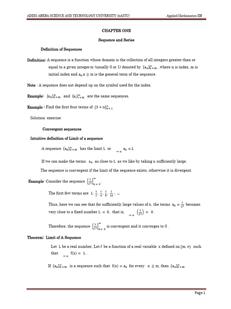 Seq and Series Note | PDF | Sequence | Limit (Mathematics)