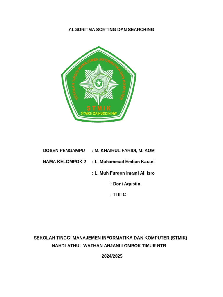 Algoritma Sorting Dan Searching | PDF