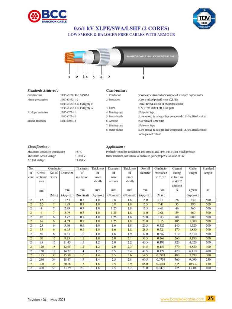 0.6/1 kV XLPE/SWA/LSHF Cables | PDF | Electrical Wiring | Electricity