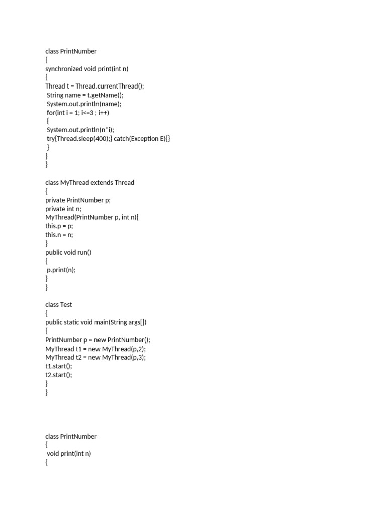 Class PrintNumber Wait Notify | PDF