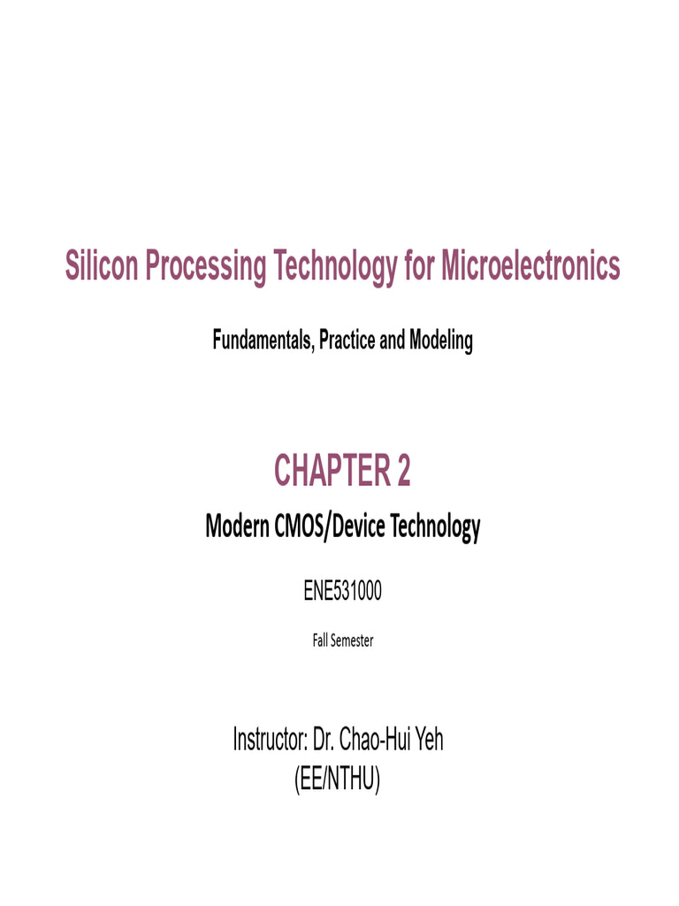 Lecture Note - CH2 - Proccess - 2024-2 - Fall | PDF | Mosfet | Cmos