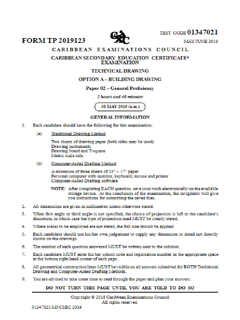 TD Past Paper 2019 | PDF