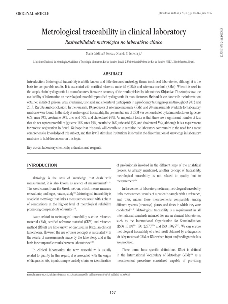 Metrological traceability in clinical laboratory | PDF | Metrology