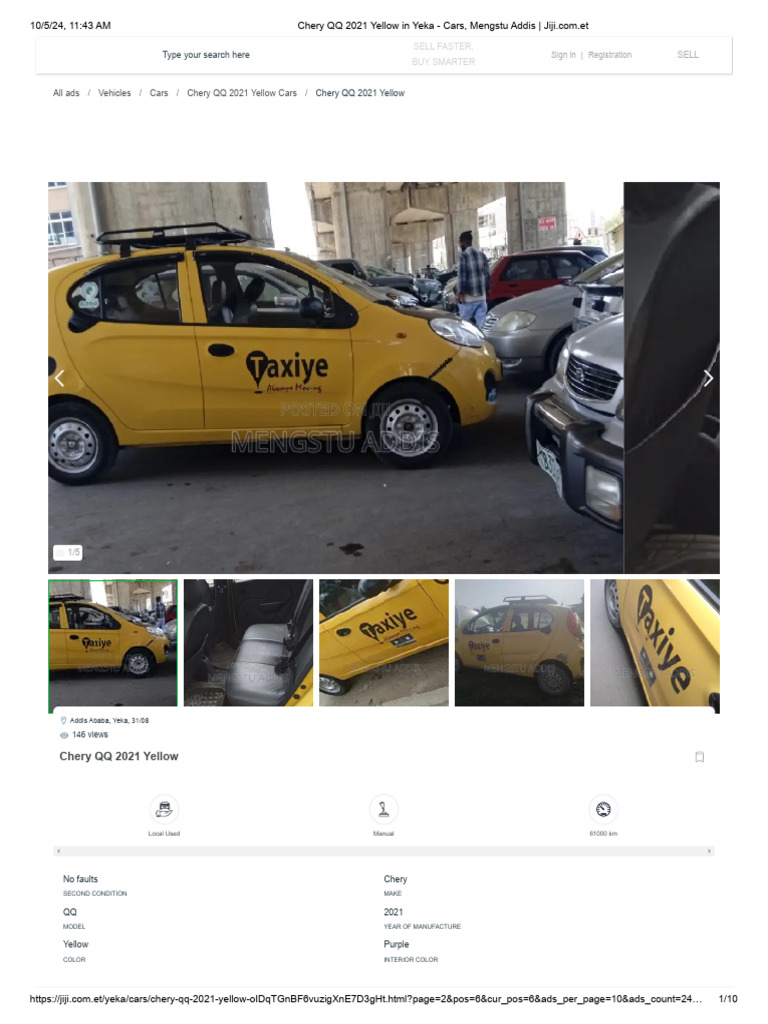 Chery QQ 2021 Yellow in Yeka - Cars, Mengstu Addis - Jiji - Com.et | PDF | Toyota | Vehicle Industry
