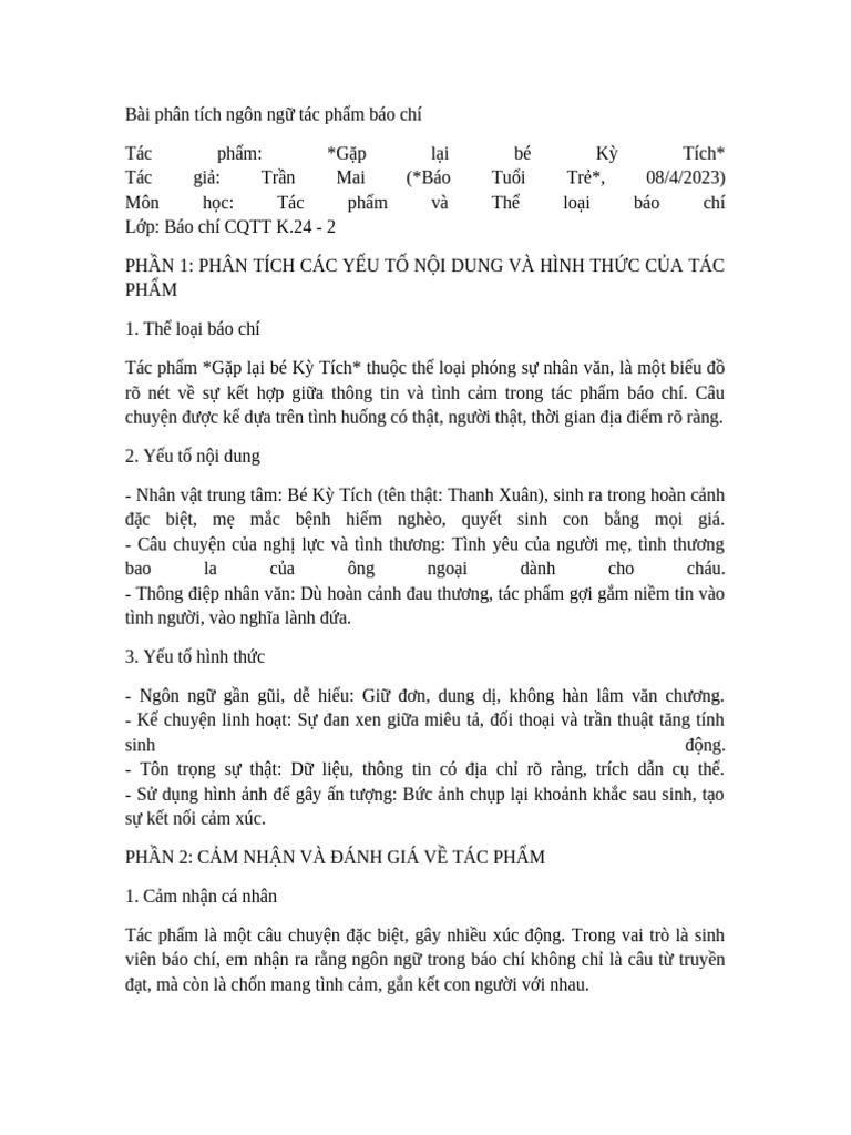 Bai Phan Tich Ky Tich | PDF