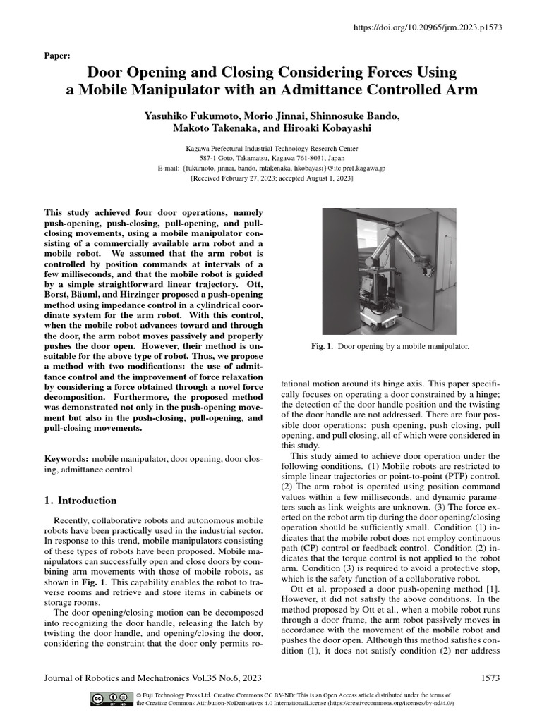 Mobile Manipulator Door Operations | PDF | Torque | Mechanics
