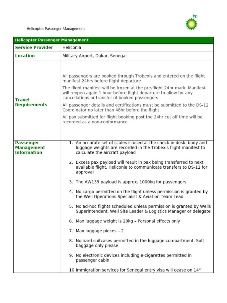 Helicopter Passenger Guidelines | PDF | Baggage | Aircraft