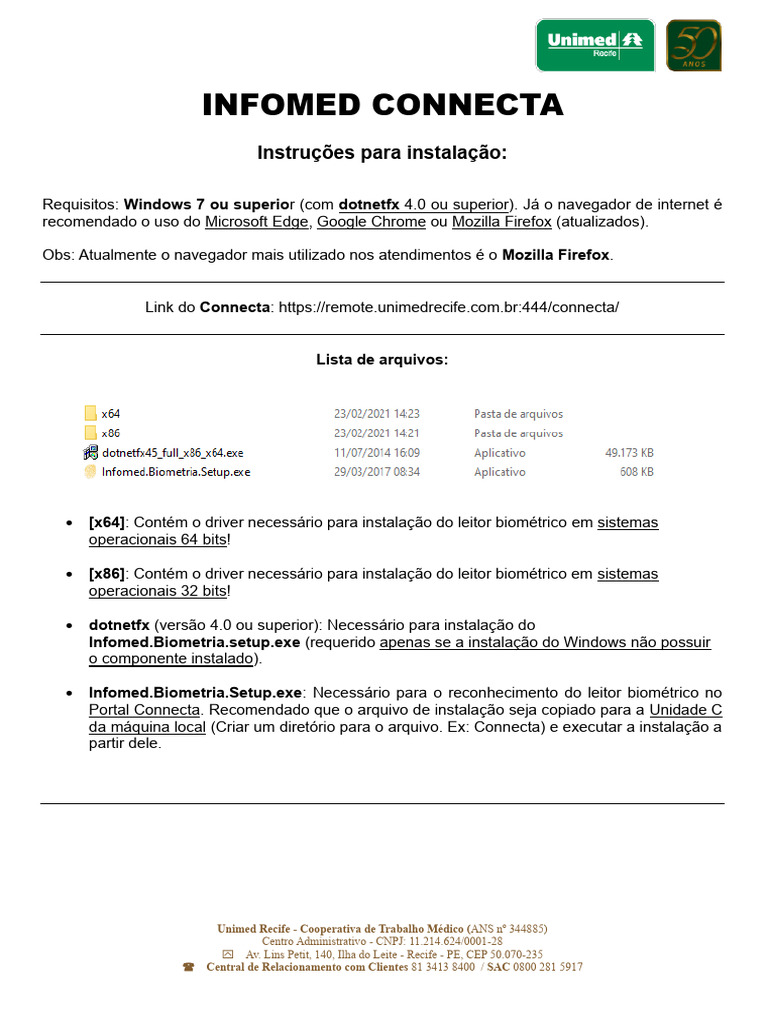 Instalação do Infomed Biometria Unimed | PDF | Microsoft Windows ...