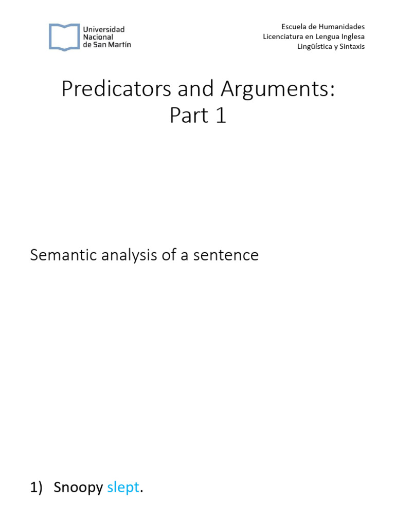 Predicators and Arguments v2 | PDF | Predicate (Grammar) | Clause