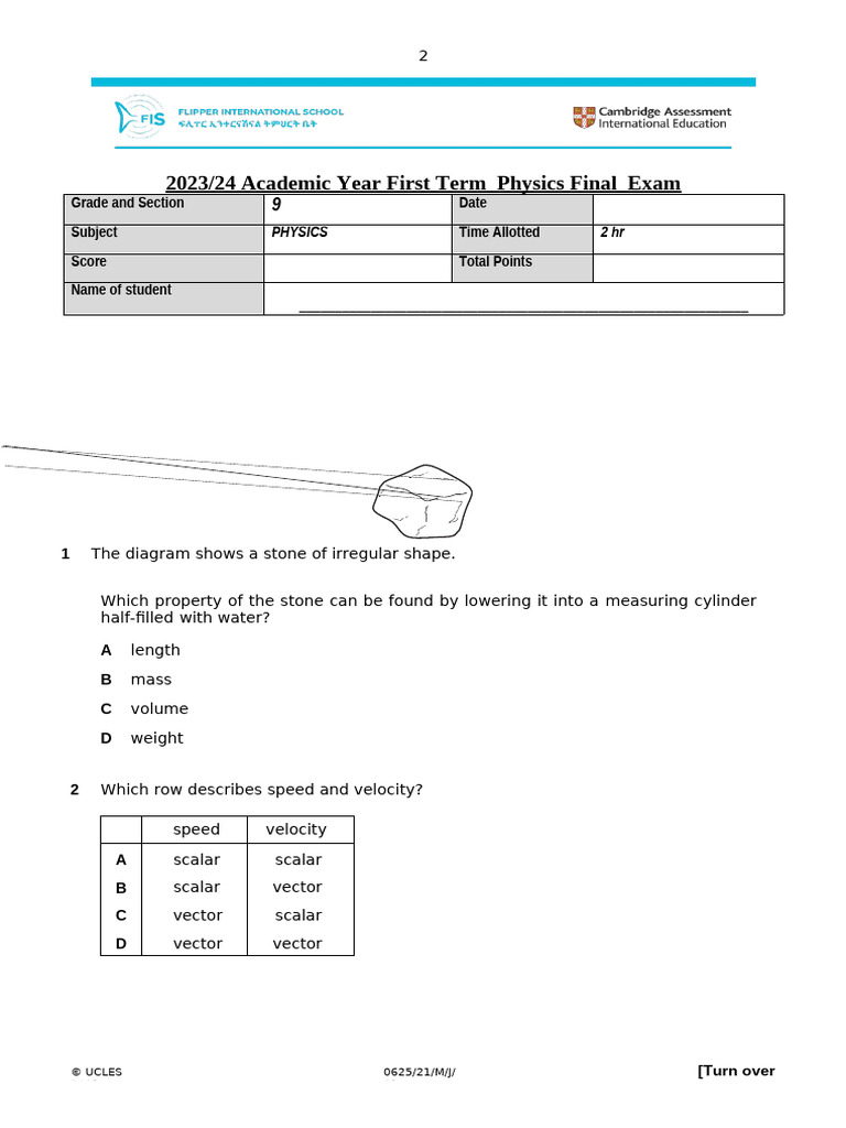 GRADE 9 PAPER 2. AND 4 COMBINED | PDF | Mass | Force