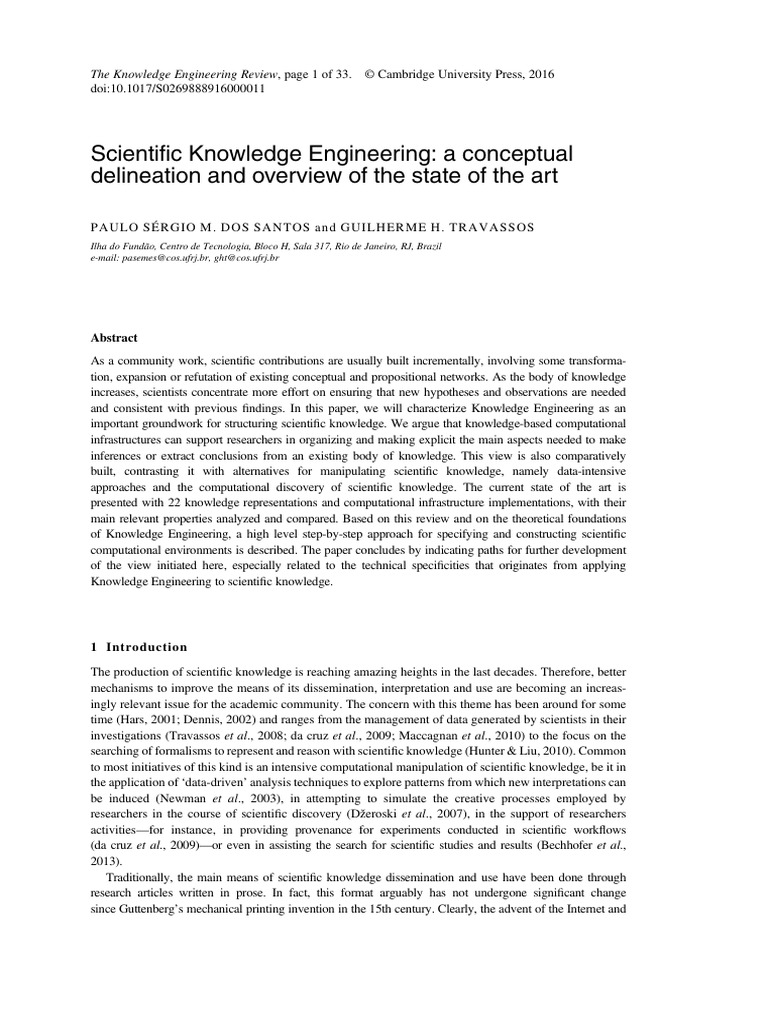 Scientific Knowledge Engineering - A Conceptual Delineation and Overview of the State of the Art ...