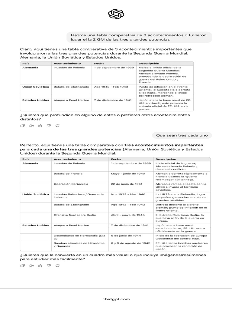 Acontecimientos 2GM Grandes Potencias | PDF