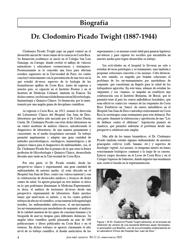 Legado del Dr. Clodomiro Picado en Ciencia | PDF | Medicina