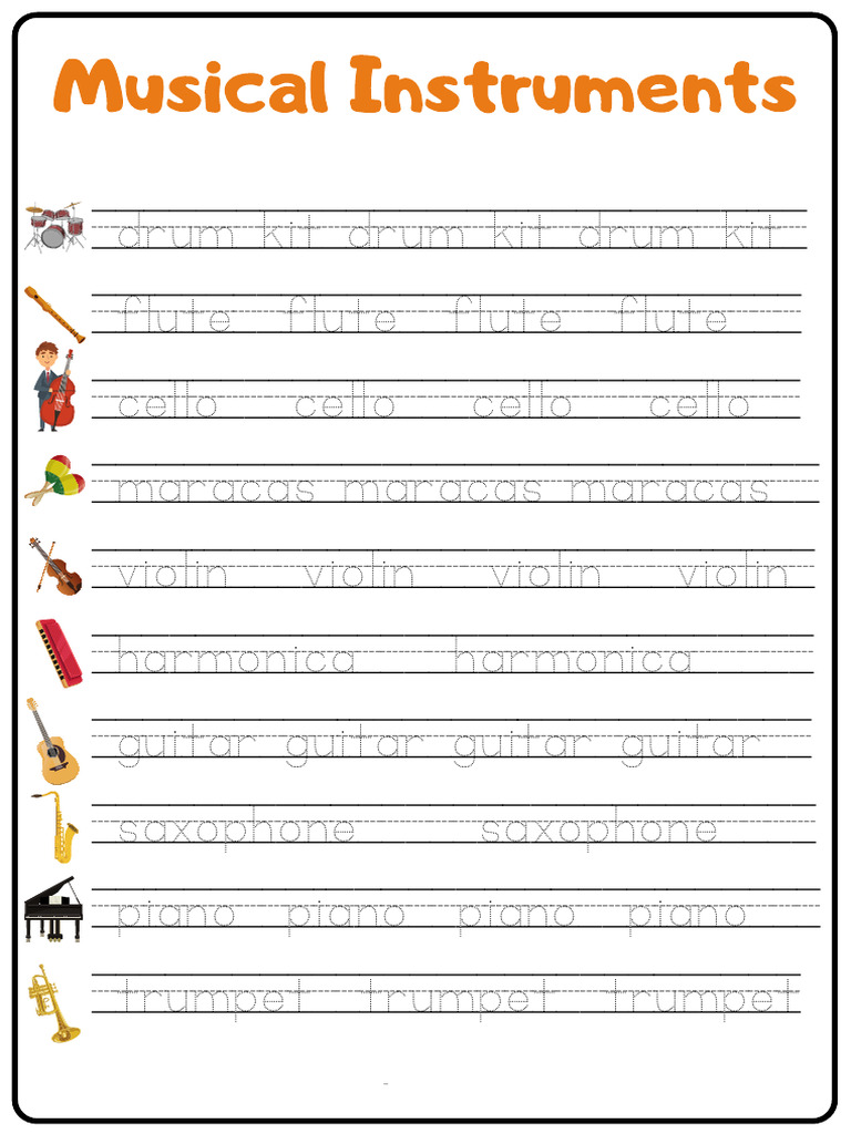 Musical Instruments Tracing Letter 2 | PDF