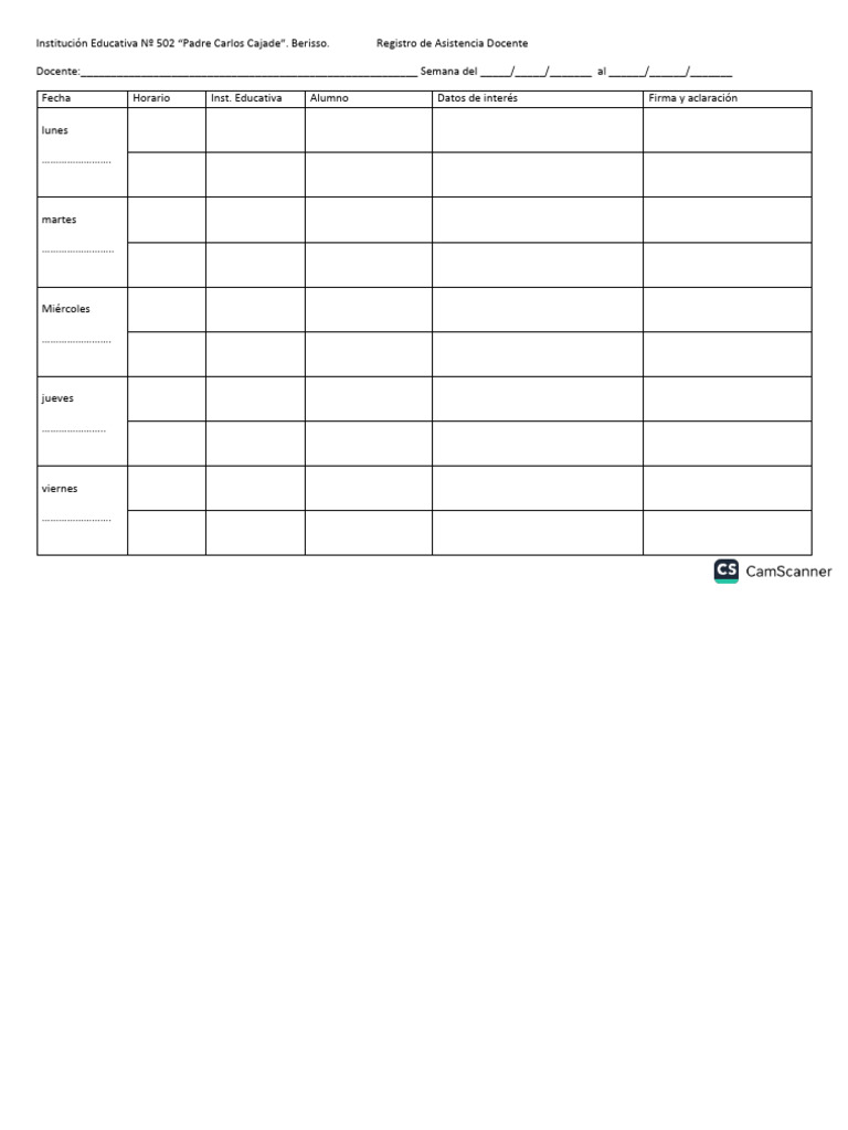 Planilla de Asistencia | PDF