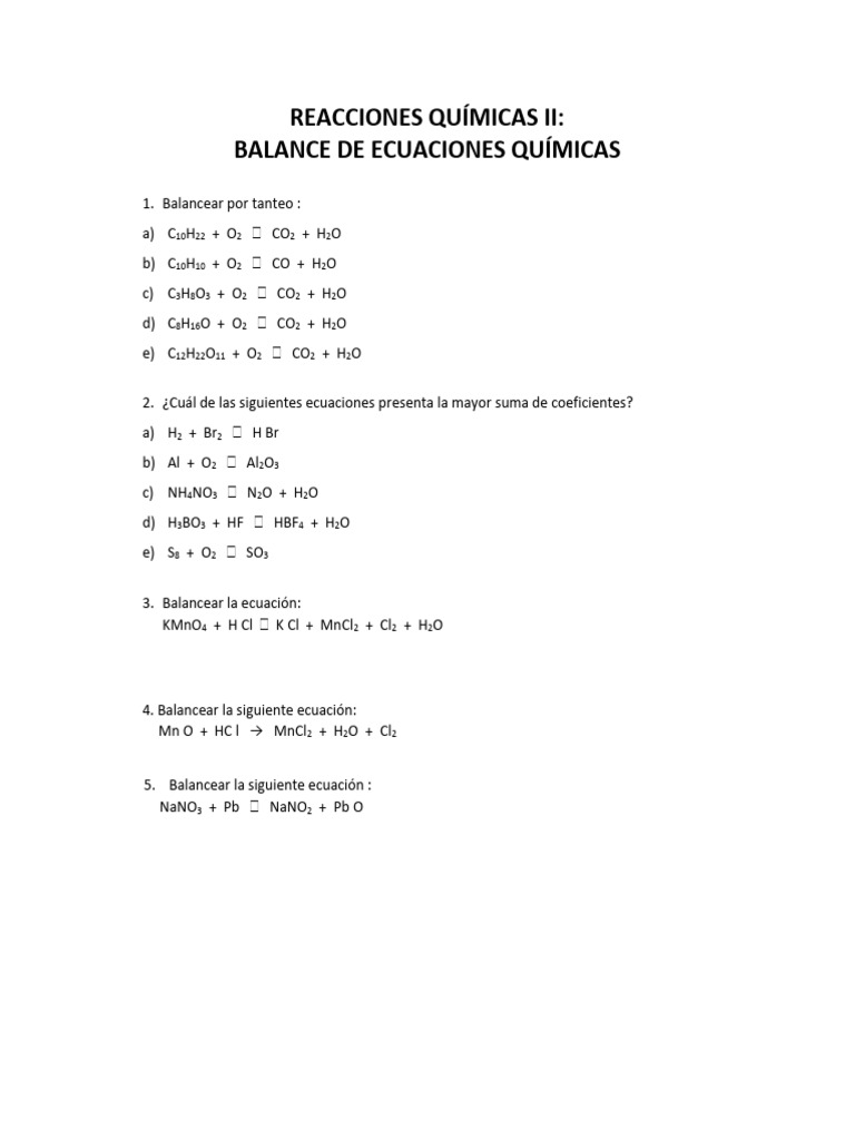 Reacciones Químicas II. 3ero | PDF