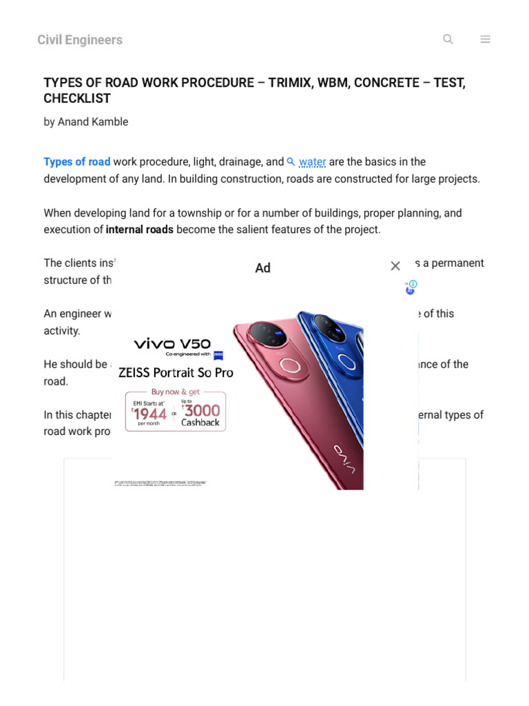 Types of Road Work Procedure - Trimix, WBM, Concrete - Test, Checklist ...