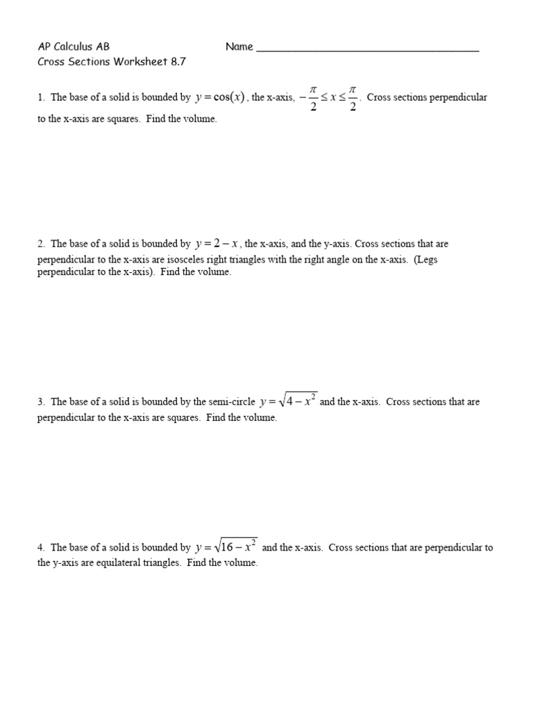 Cross Sections Volume Calculations | PDF