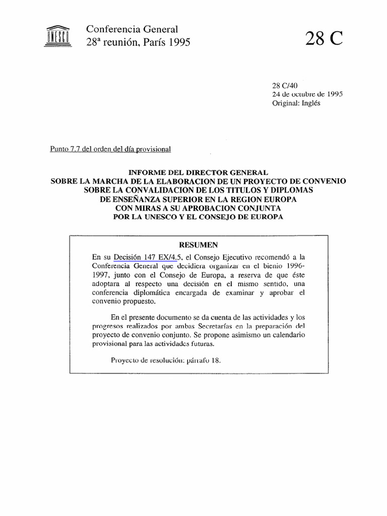 Uwiseu: Conferencia General 28" Reunión, París 1995 | PDF | Unesco | Europa