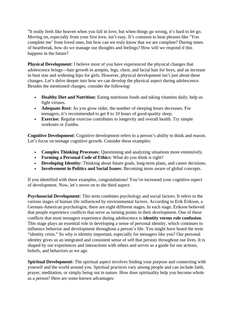 Holistic Development in Adolescence | PDF | Adolescence | Thought