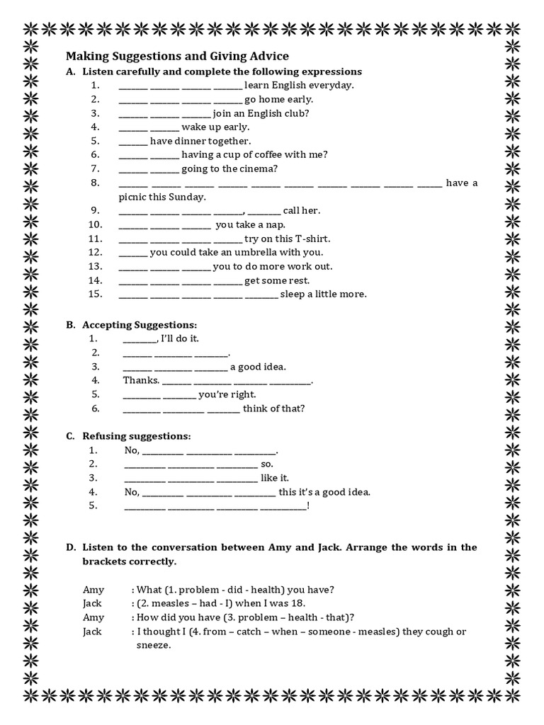 Making Suggestions and Giving Advice | PDF | Measles | Human Diseases ...