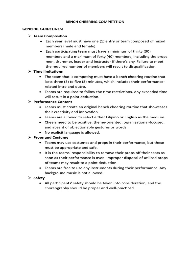 Bench Cheering Competition | PDF