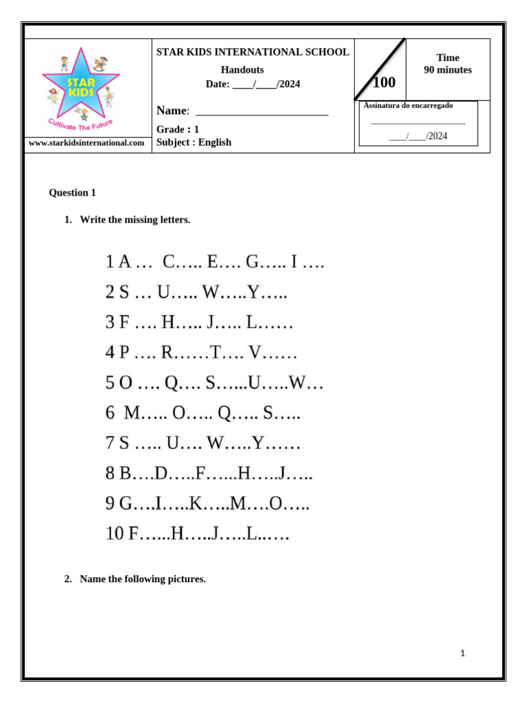 Handout English Grade 1 - 035829 | PDF